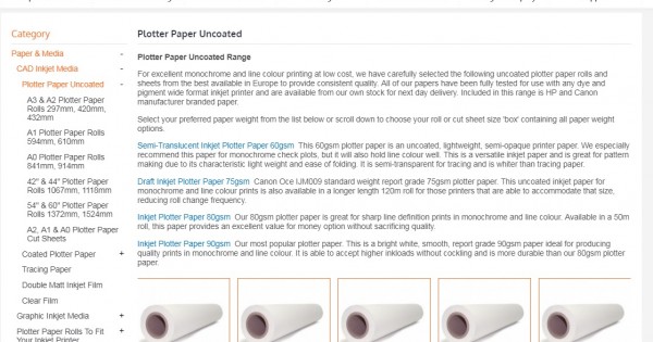 For both coated and uncoated plotter paper, Prizma Graphics should be ...