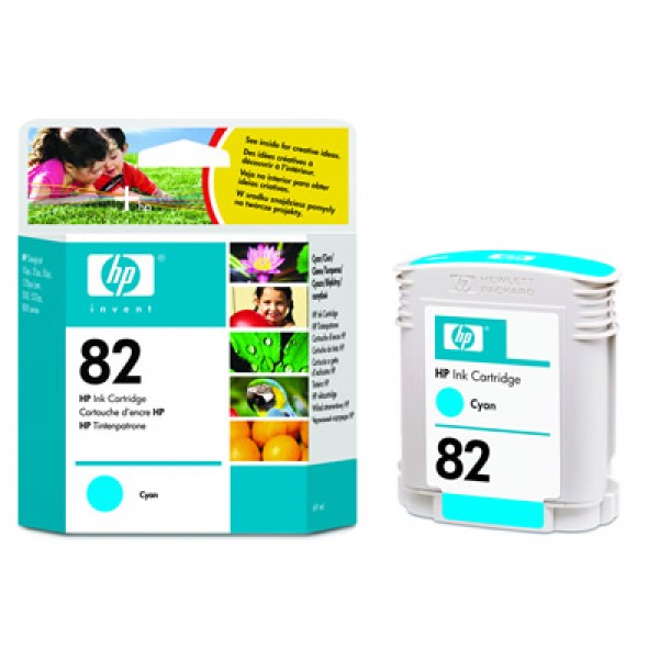 HP C4911A No.82 Cyan Ink Cartridge 69ml for HP Designjet 500, 510 & 800 ...