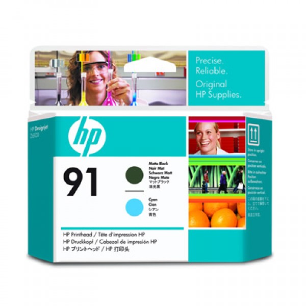 HP 91 C9460A Dual Col. Printhead Matte Black & Cyan for HP Designjet ...